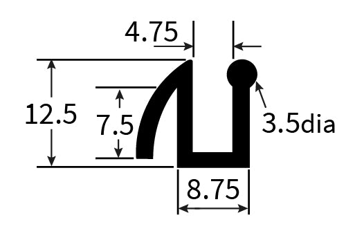 PEXT0199EP Rubber U Channel - Multiple Lips | Rubberfast