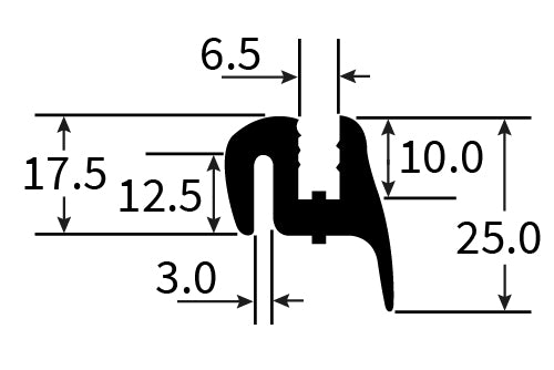 PEXT1267 Rubber U Channel - Multiple Lips | Rubberfast