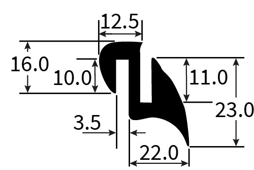 PEXT1275 Rubber U Channel - Multiple Lips | Rubberfast