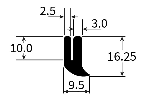 PEXT1586EP Rubber U Channel - Single Lip | Rubberfast