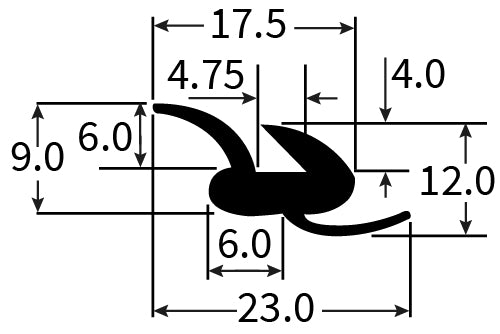 PEXT1628EP Rubber U Channel - Multiple Lips | Rubberfast